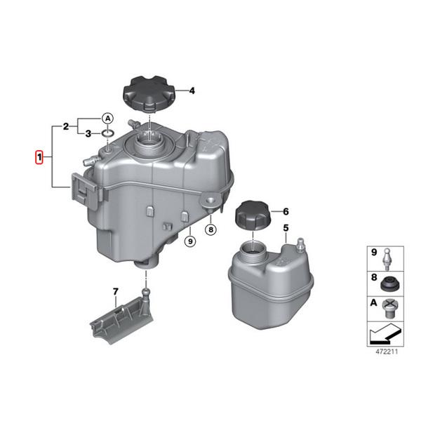 BMW URO製 F32 F33 F36 420i 430i 440i ラジエーターリザーバータンク/エクスパンションタンク 17138677649 : プロテックオートストア - 通販 ...
