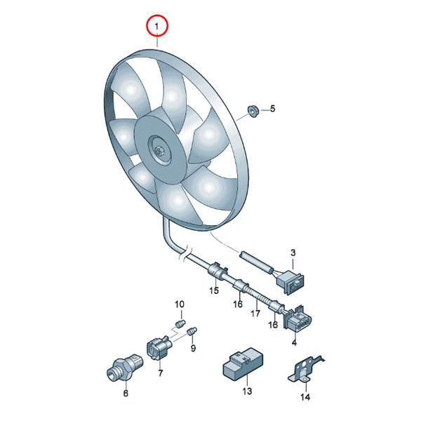 URO製 VW フォルクスワーゲン GOLF IV V ゴルフ 1J 1K 電動ファン/ラジエーターファン/アディショナルファン 345mm ...
