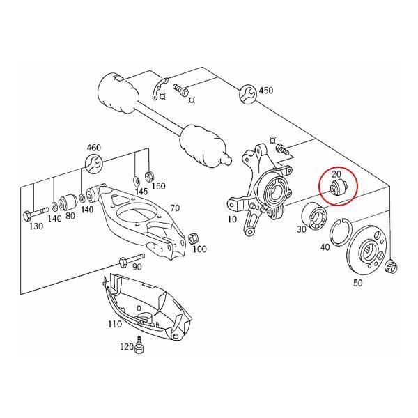 URO製 ベンツ W124W210 リア ナックルジョイントブッシュ/ナックルボールジョイント 2203520227 2013520027 ...