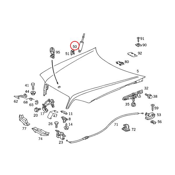Mercedes-Benz URO製 ベンツ W202 C220 C230 C240 ボンネットダンパー/エンジンフードダンパー 左右共通 ...