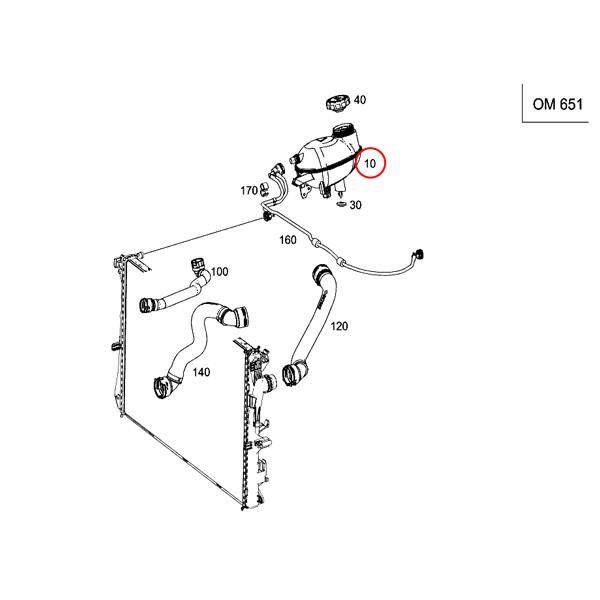 Mercedes-Benz URO製 ベンツ Cクラス W205 C180 ラジエーターサブタンク/エクスパンションタンク ...