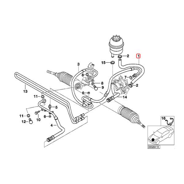 BMW URO製 BMW X3/E83 2.5i 3.0i パワーステアリング インテークホース/パワステホース 32416750155 ...