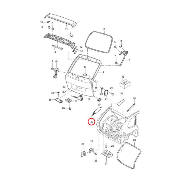 PORSCHE URO製 Porsche ポルシェ Cayenne カイエン 955 2003〜2007年式 リアゲートダンパー 片側 ...