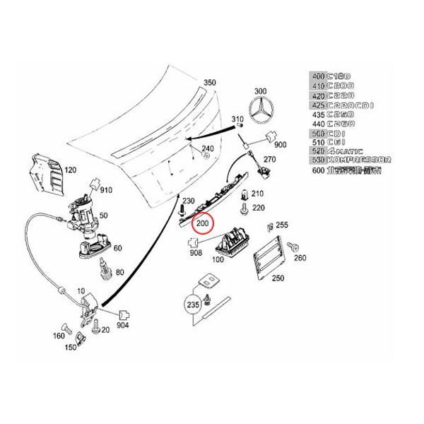 Mercedes-Benz ベンツ Cクラス W204 前期 セダン トランクリッド メッキカバー クロームメッキ仕様 W20436070 ...