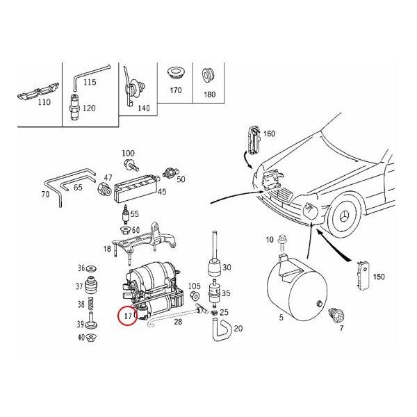 WABCO製 ベンツ W211 エアサスコンプレッサー/エアサスポンプ 2203200104 2113200304 E240 E250 E280 E300 E320 E350 E500 ...