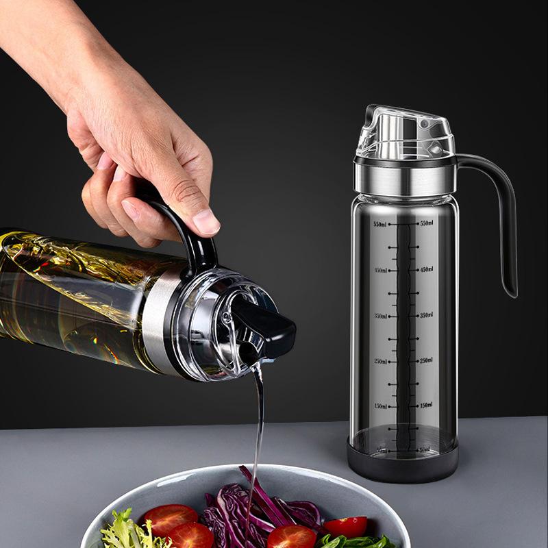 オイルボトル 自動開閉 目盛り付 液だれしない 450ml 550ml 650ml 大容量 漏れ防止 調味料入れ 耐熱ガラス ステンレス 片手 おしゃ : プロテクトショップ - 通販 ...