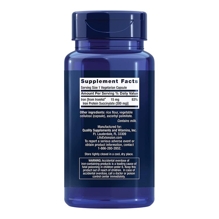 ライフ エクステンション 鉄プロテインプラス 300mg 100粒 ベジカプセル Life Extension Iron Protein ...