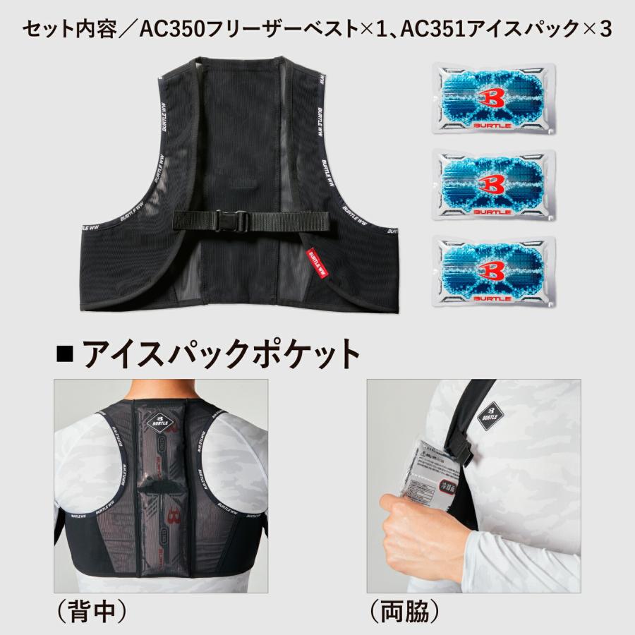 BURTLE（バートル） フリーザーベスト アイスパックセット AC350S 保冷剤 氷 AIRCRAFT 夏 : 特殊作業服・作業用品のプロユニ - 通販 - Yahoo!ショッピング