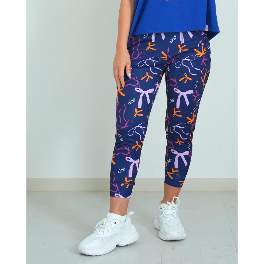 clap clapクラップ新作 フィットネス ウェア ブランド パンツ レディース クロップドパンツ RIBBON CLAP CROPPED PANTS リボン 新作 柄 2025 ...