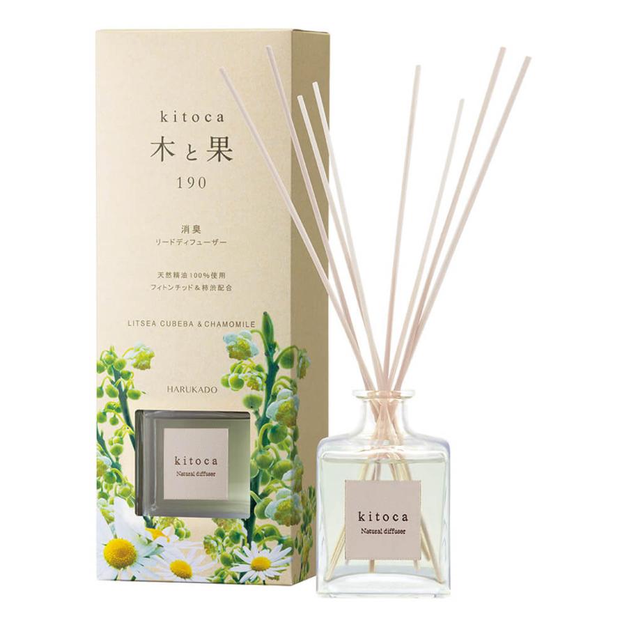 HARUKADO 木と果 kitoca ディフューザー 190mL 芳香剤 消臭 おしゃれ アロマ 天然精油 100% 使用 ルームフレグランス ゼラニウム ベルガモット ミント カモミー ...