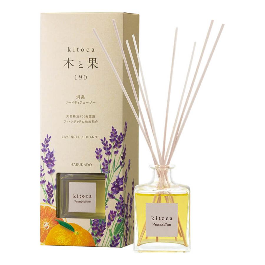 HARUKADO 木と果 kitoca ディフューザー 190mL 芳香剤 消臭 おしゃれ アロマ 天然精油 100% 使用 ルームフレグランス ゼラニウム ベルガモット ミント カモミー ...