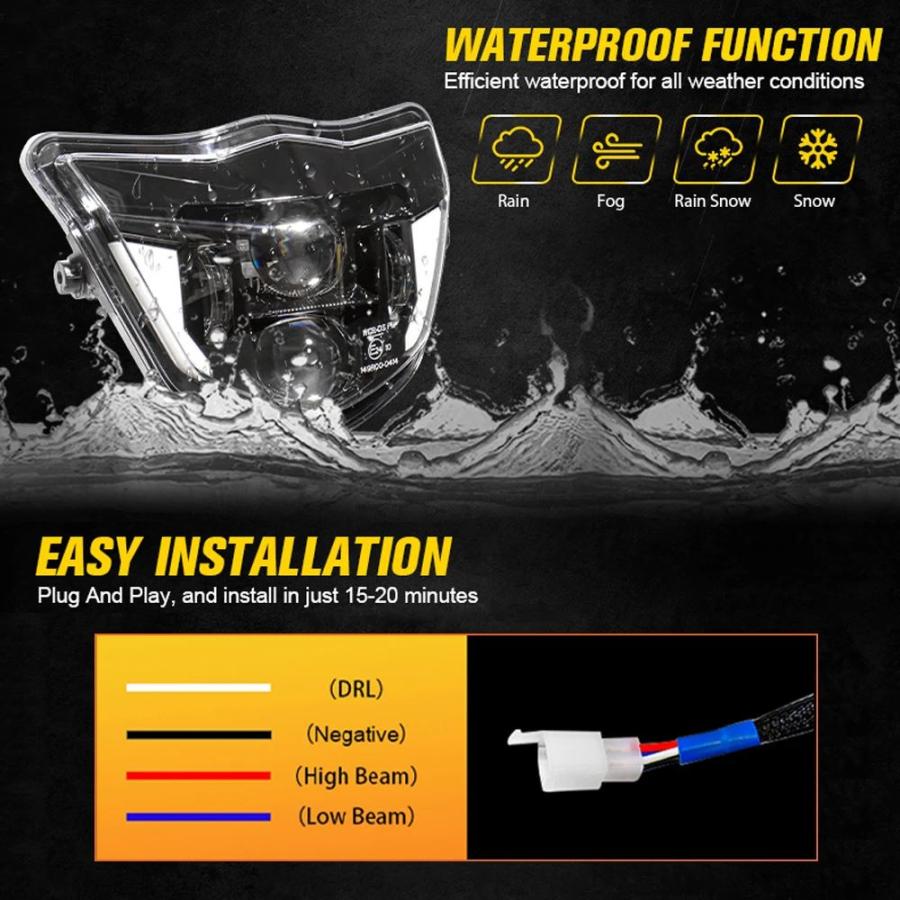 ヤマハ用LEDヘッドライト エンデューロ バイクヘッドライト ヘッドライトアセンブリ ハイビーム ロービーム R450F WR250F 2014-2023 E24 : パーツセンター東京 ...