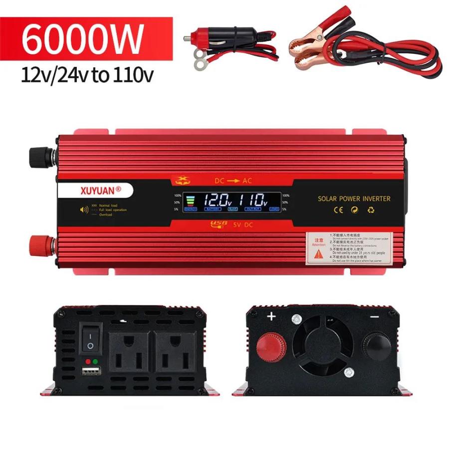 6000W OUTDOOR INVERTER LCD DISPLAY POWER CONVERTER DC 12V 24V TO AC ...