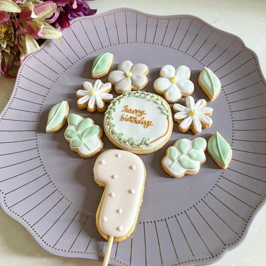 ナチュラルグリーンのバースデーアイシングクッキーセット : puapua cookies - 通販 - Yahoo!ショッピング
