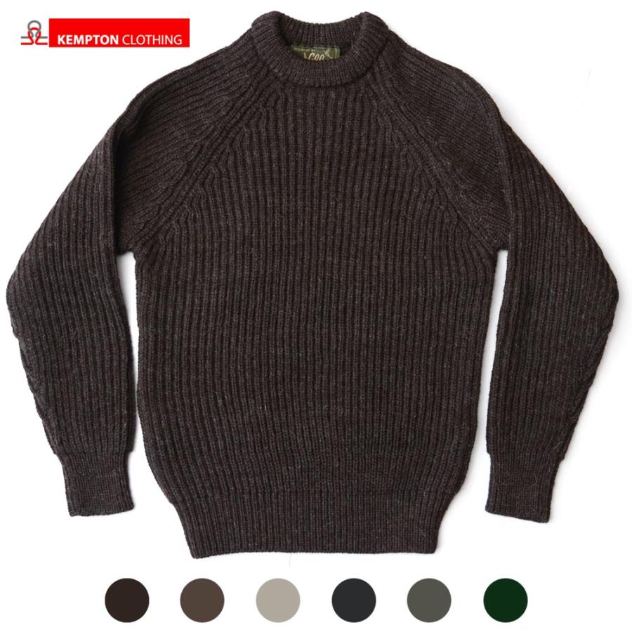 TW Kempton KEMPTON / COMMANDO KNITWEAR ヘビー リブ ニット クルーネックセーター ウール100% ...