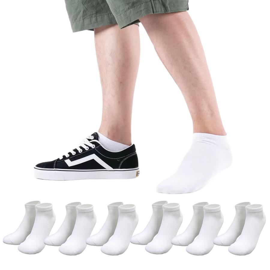 靴下 メンズ ショート丈 6足組 黒 ブラック 白 ホワイト 春夏 ショートソックス 25-27cm 23-25cm 学生用 ビジネス 通勤 ...