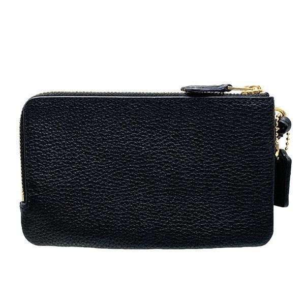 COACH（コーチ） 国内発送 ポーチ レディース 小物入れ ペブルド レザー ダブル コーナー ジップ リストレット 6649 IMBLK ...