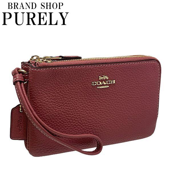 COACH 国内発送 コーチ ポーチ レディース 小物入れ ペブルド レザー ダブル コーナー ジップ リストレット 6649 IMROU ...