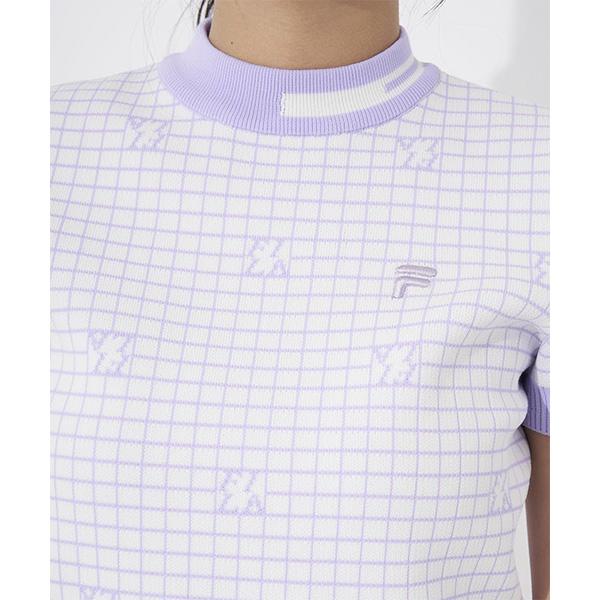 レディース フィラ ゴルフ 半袖 ニットモックネック チェックニットプルオーバー 753-642 セーター ゴルフウェア :fila ...