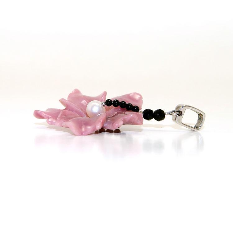 ペンダント ロードライト パール オニキス ピンクカラー パワーストーン プレゼント 天然石 アクセサリー ジュエリー 革チョーカーサービス ...