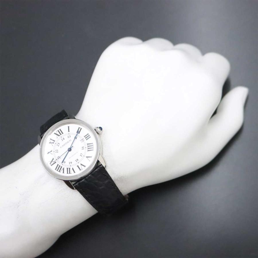 カルティエ Cartier ロンドソロXL W6701010 メンズ 腕時計 デイト シルバー 自動巻き ウォッチ Ronde Solo ...