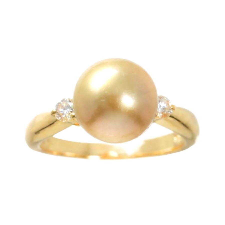 TASAKI タサキ 10.5号 リング 白蝶真珠 9.4mm ダイヤ 0.12ct K18 YG 指輪 田崎真珠 South Sea pearl Ring 90244911 ...