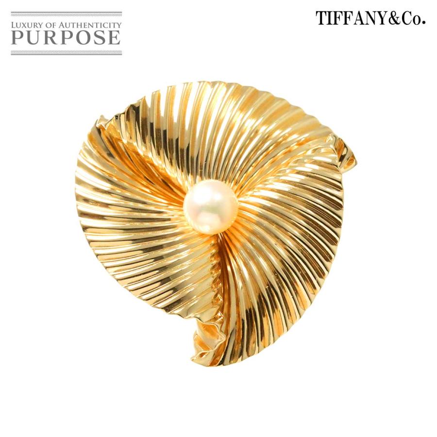 ティファニー TIFFANY&Co. アコヤ真珠 7.0mm ブローチ K14 YG イエローゴールド 585 Akoya Pearl Brooch 90249254 : 90249254 ...