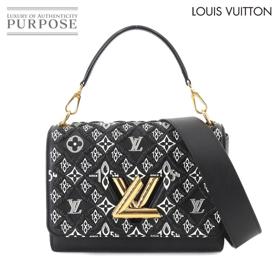 LOUIS VUITTON ルイ ヴィトン Since 1854 ツイスト MM 2way ハンド ショルダー バッグ レザー ブラック ホワイト M57442 RFID 90249969 ...