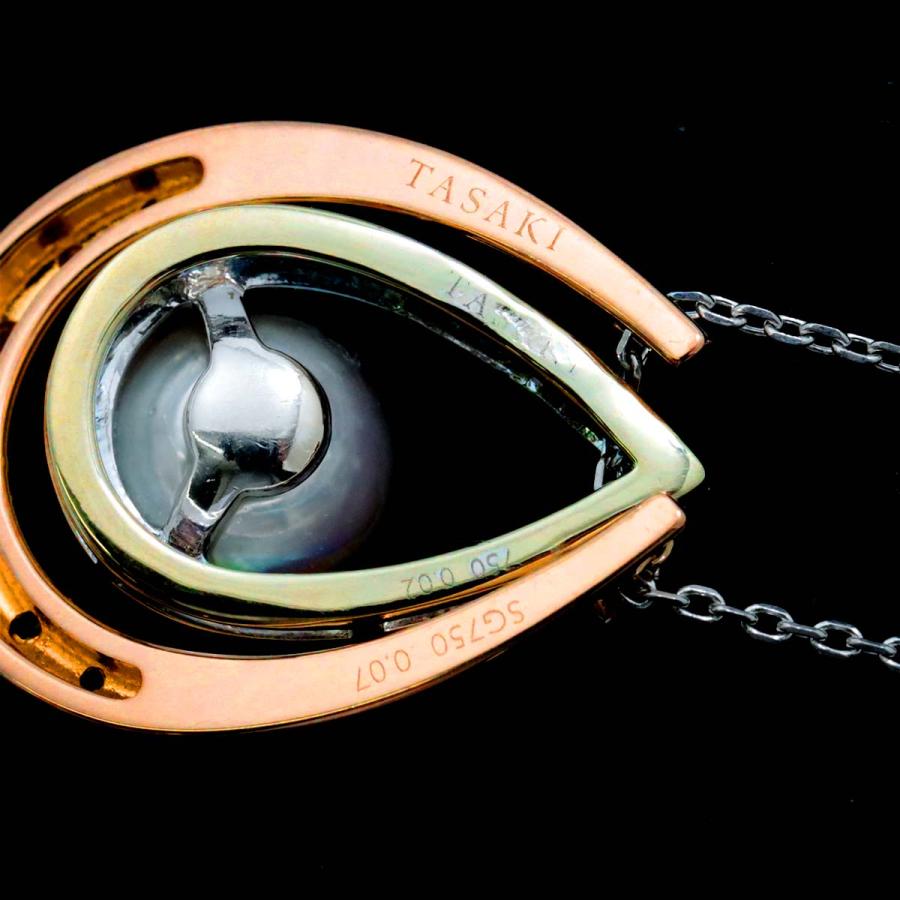 タサキ TASAKI アコヤ真珠 7.6mm ダイヤ 0.07/0.02ct ネックレス 45cm K18 WG PG ホワイト ピンクゴールド 750 田崎真珠 Necklace ...