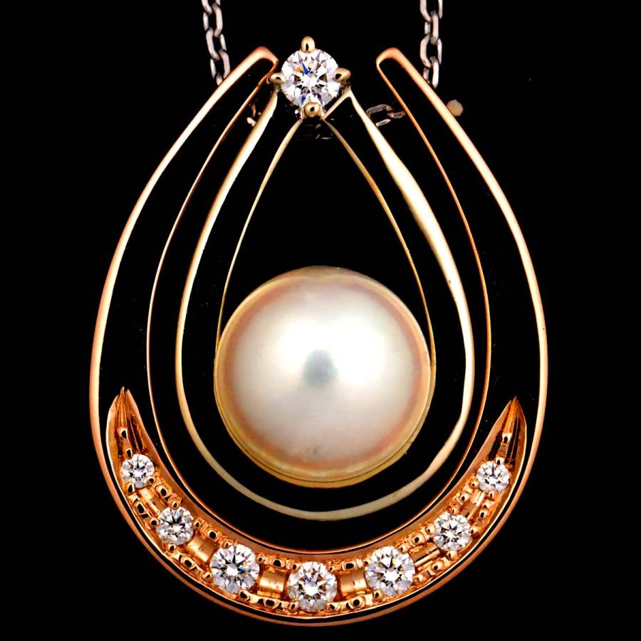 タサキ TASAKI アコヤ真珠 7.6mm ダイヤ 0.07/0.02ct ネックレス 45cm K18 WG PG ホワイト ピンクゴールド 750 田崎真珠 Necklace ...