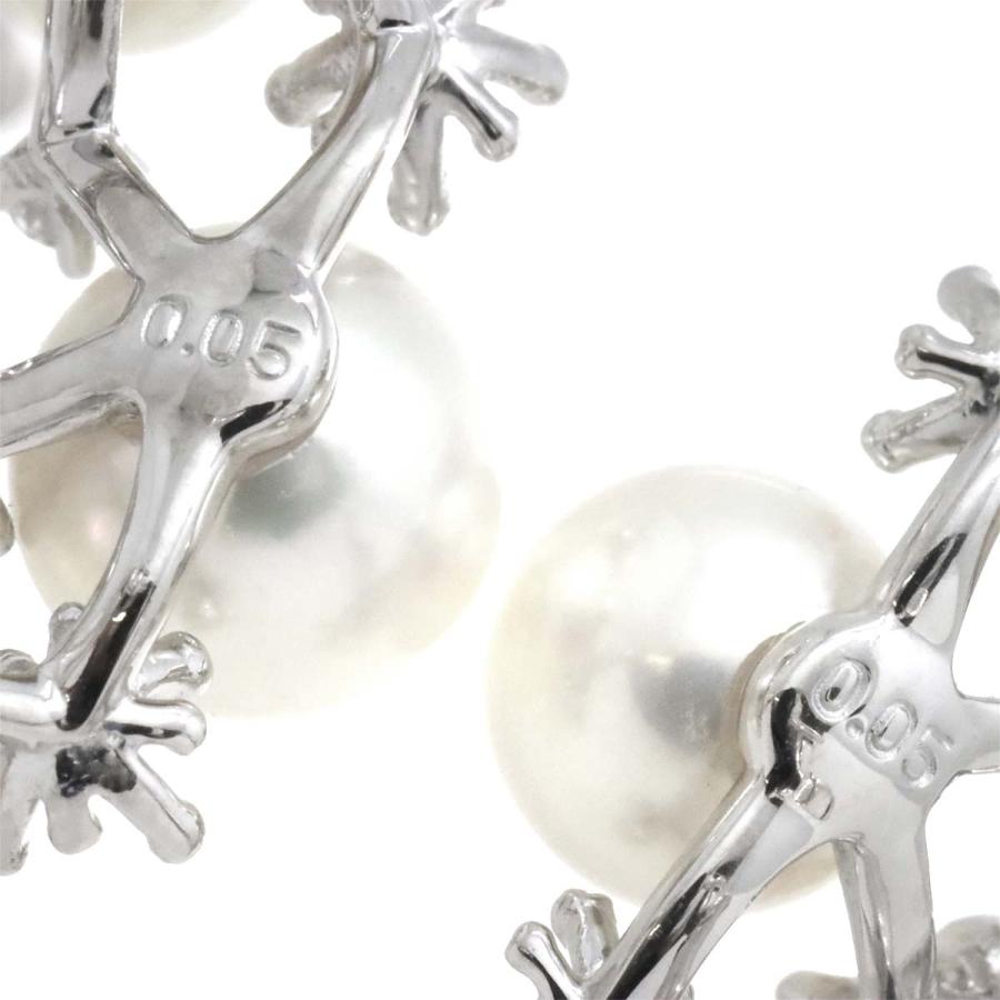 TASAKI タサキ アコヤ真珠 7.2-6.2mm ダイヤ 0.05ct/0.05ct イヤリング K18 WG 750 パール Akoya Pearl Earrings Clip on ...