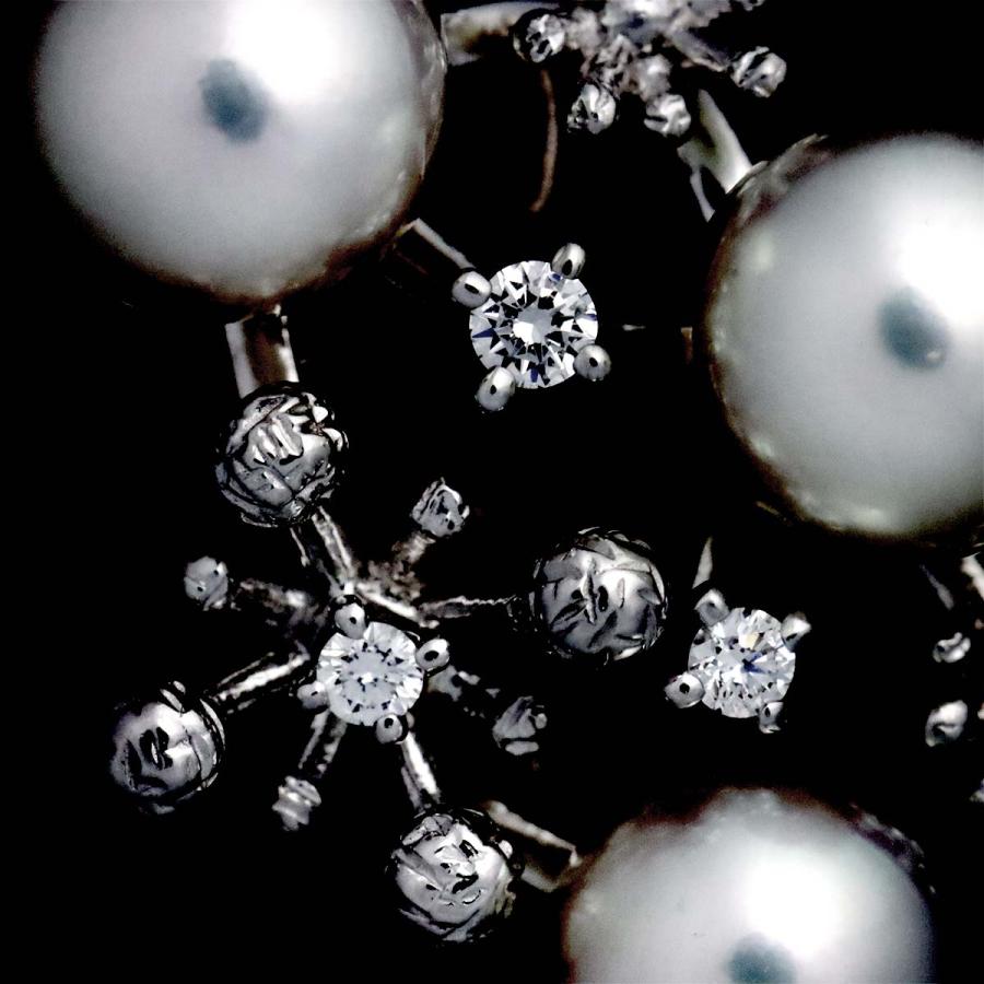 TASAKI タサキ アコヤ真珠 7.2-6.2mm ダイヤ 0.05ct/0.05ct イヤリング K18 WG 750 パール Akoya Pearl Earrings Clip on ...