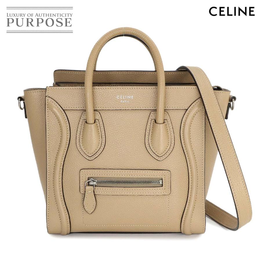 CELINE 新品同様 セリーヌ ラゲージ ナノショッパー 2way ハンド ショルダー バッグ レザー ベージュ 168243 シルバー 金具 90268518 : PURPOSEパーパス ...