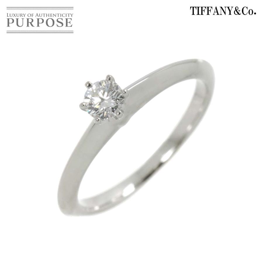 TIFFANY&Co. ティファニー ソリティア ダイヤ 0.18ct E/VS1/3EX 9号 リング Pt 指輪 Diamond Ring【鑑定書付き】 90268706 ...