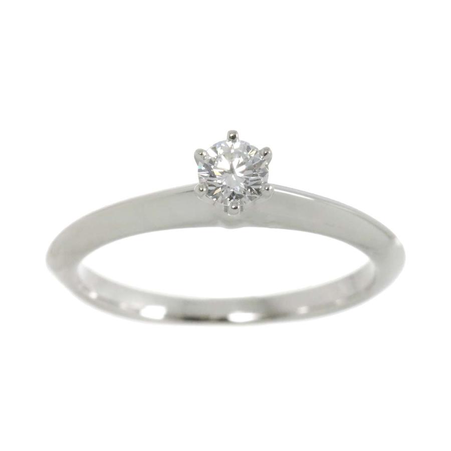 TIFFANY&Co. ティファニー ソリティア ダイヤ 0.18ct E/VS1/3EX 9号 リング Pt 指輪 Diamond Ring【鑑定書付き】 90268706 ...