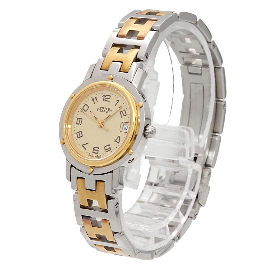 HERMES エルメス クリッパー コンビ CL4 220 ヴィンテージ レディース 腕時計 デイト アイボリー クォーツ ウォッチ Clipper 90271463 : PURPOSE ...