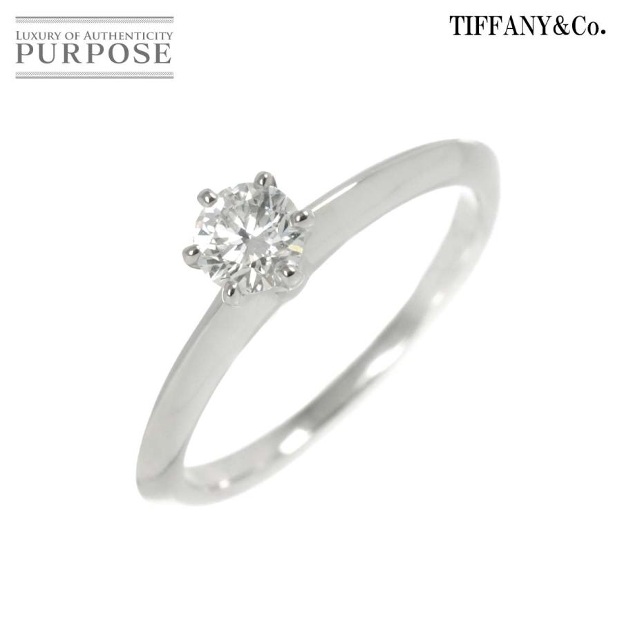 TIFFANY&Co. ティファニー TIFFANY&CO. ソリティア ダイヤ 0.34ct H/VS1/3EX 11.5号 リング Pt プラチナ 指輪【鑑定書付き】 Diamond ...