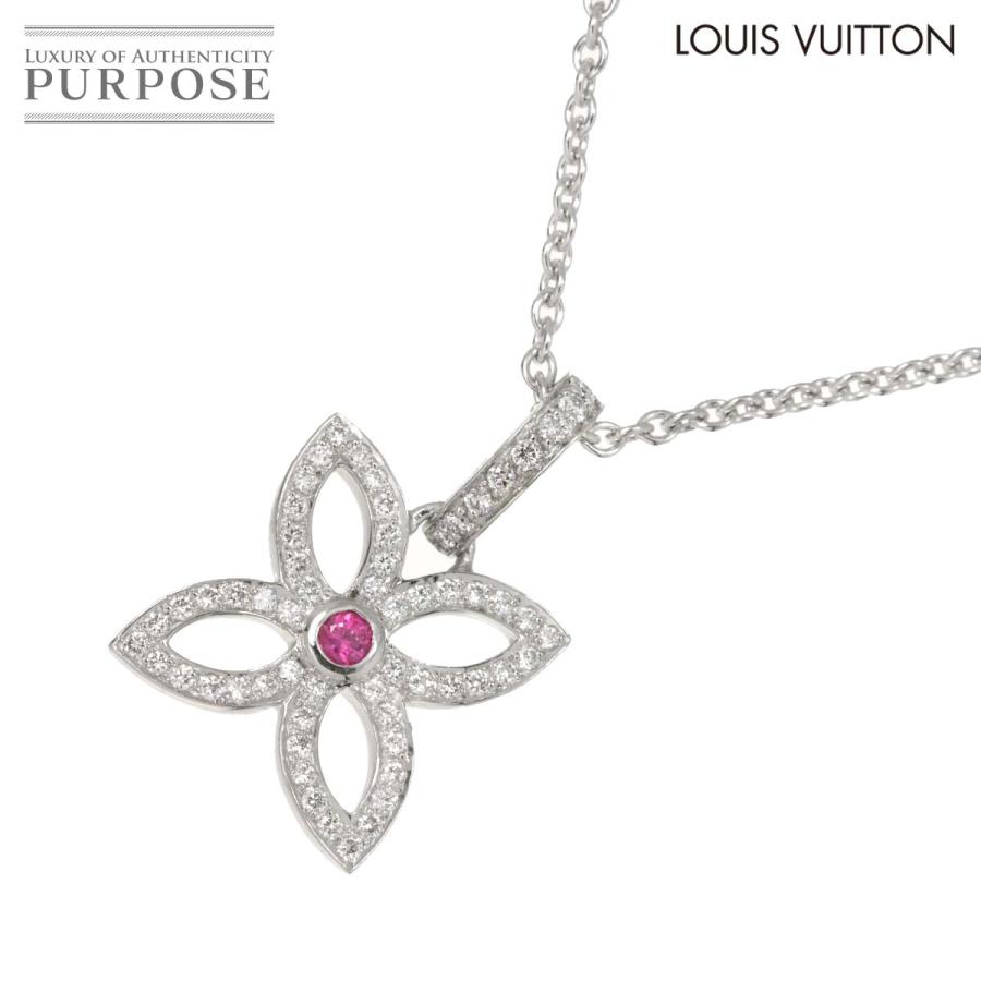 LOUIS VUITTON ルイ ヴィトン パンダンティフ クラッカント サファイヤ ダイヤ ネックレス 42cm K18 WG 750 Diamond Necklace 90272541 ...