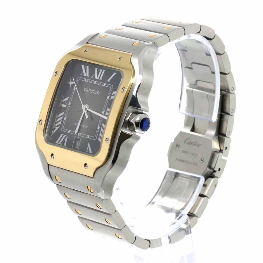Cartier カルティエ サントスドゥカルティエLM コンビ W2SA0030 メンズ 腕時計 デイト グレー K18YG 自動巻き ...
