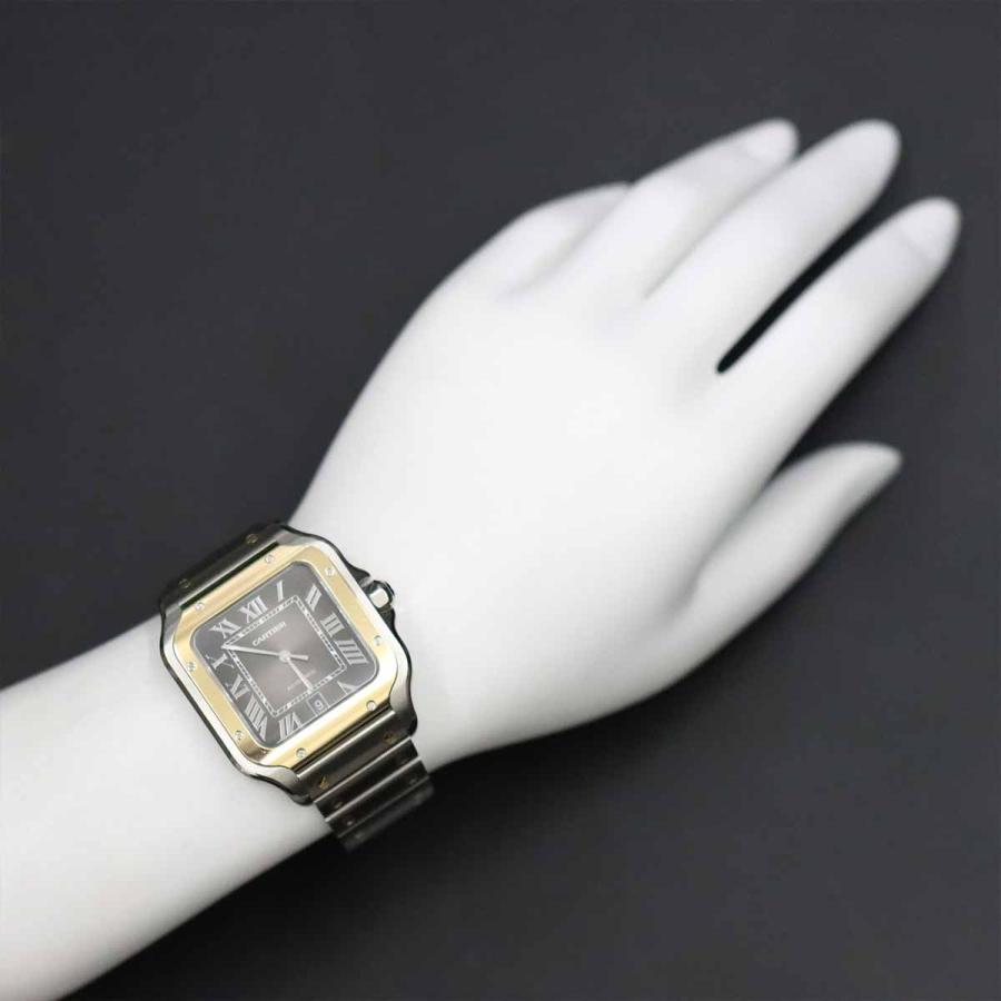 Cartier カルティエ サントスドゥカルティエLM コンビ W2SA0030 メンズ 腕時計 デイト グレー K18YG 自動巻き ...