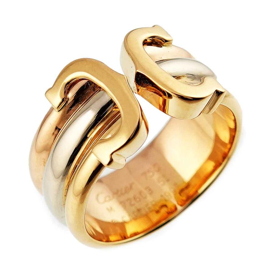 Cartier カルティエ C2 #51 リング ラージ LM K18 YG WG PG スリーカラー スリーゴールド 750 指輪 2C ...