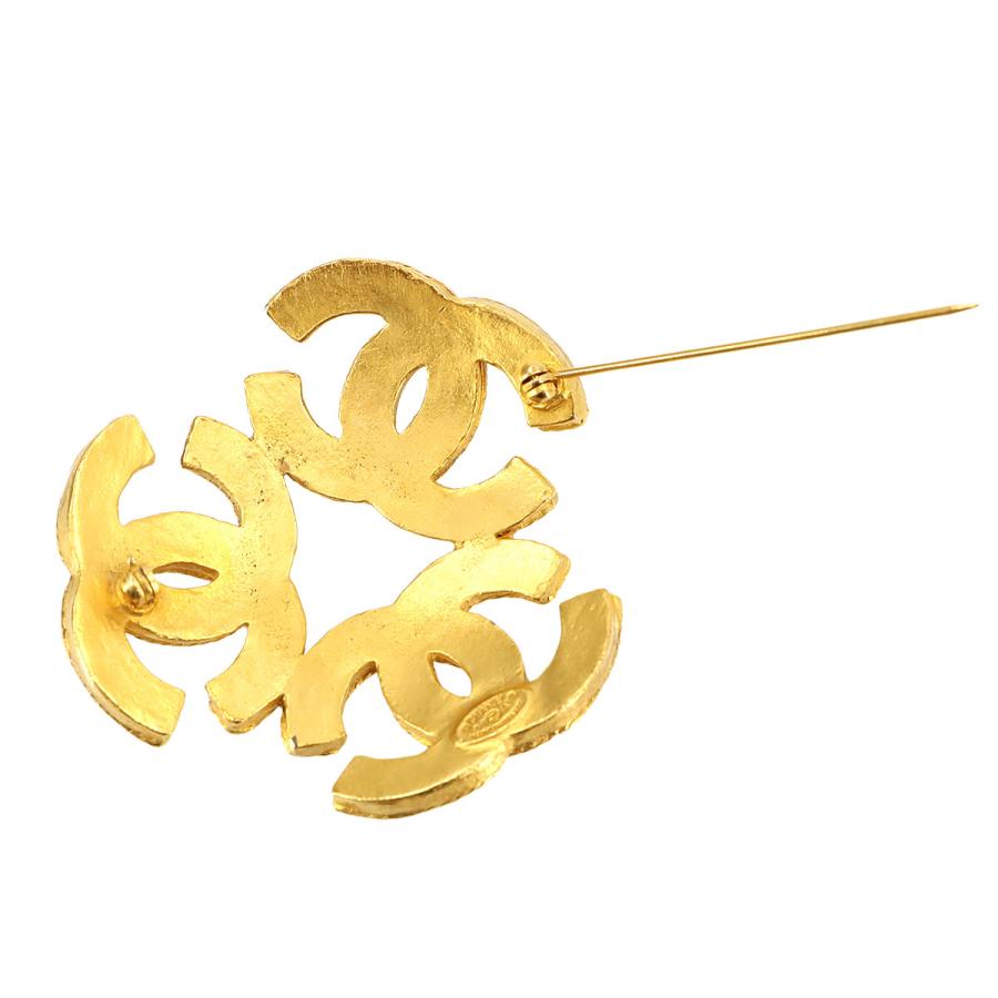 CHANEL 美品 シャネル トリプルココ ブローチ ゴールド アクセサリー 94A ヴィンテージ Triple Coco Logos Brooch 90275267 : PURPOSE ...