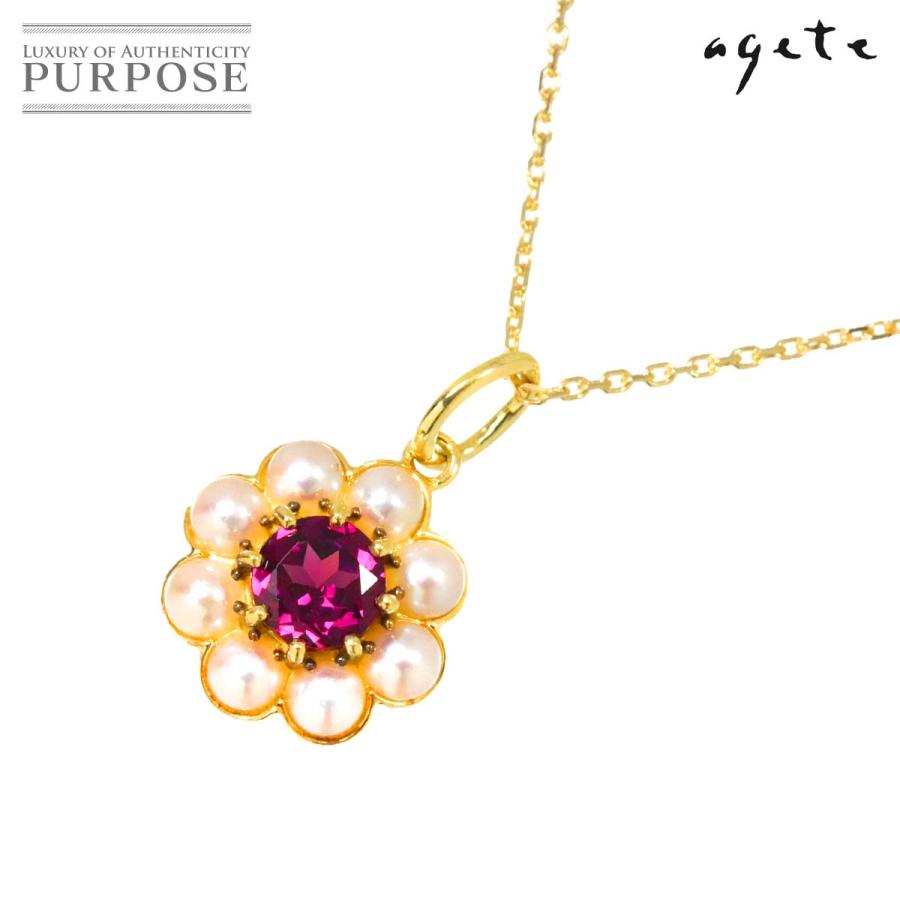 agete アガット ベビーパール ガーネット ネックレス 45cm K10 K14 YG イエローゴールド 416 585 Necklace 90275496 : PURPOSEパーパス ...