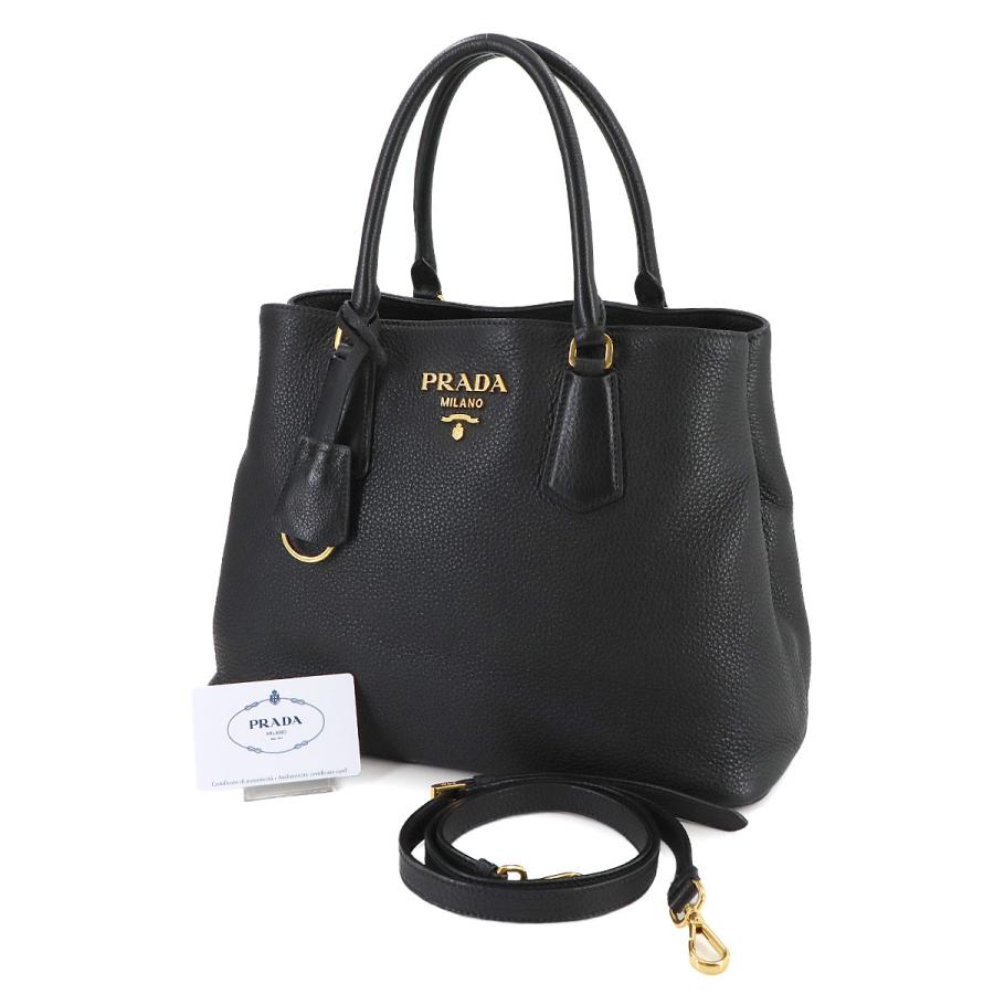 PRADA 新品同様 プラダ 2way ハンド ショルダー バッグ レザー ネロ ブラック 1BA239 ゴールド 金具 Hand Shoulder Bag 90276965 ...