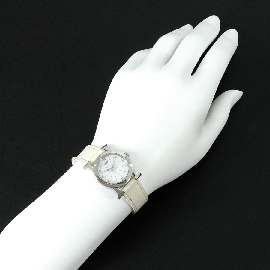 HERMES エルメス Hウォッチ ロンド HR1 210 レディース 腕時計 ホワイト クォーツ ウォッチ H Watch 90278990 ...