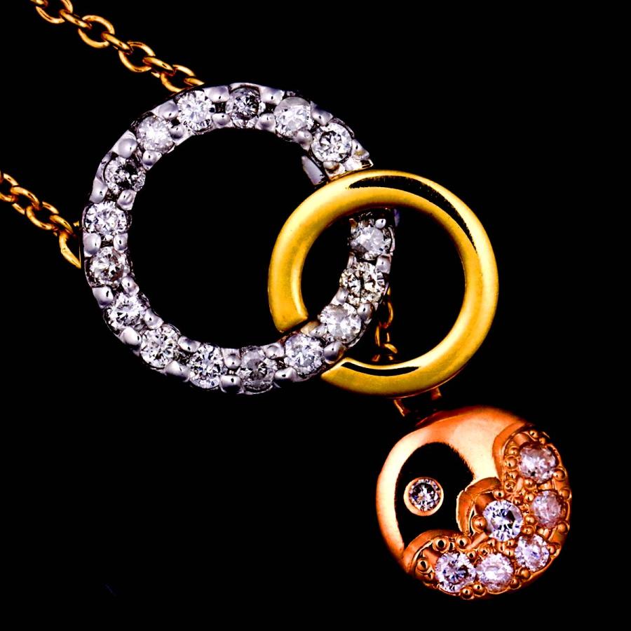 VENDOME AOYAMA ヴァンドーム ダイヤ 0.21ct ネックレス 45cm K18 YG WG PG イエロー ホワイト ピンクゴールド 750 Diamond Necklace ...