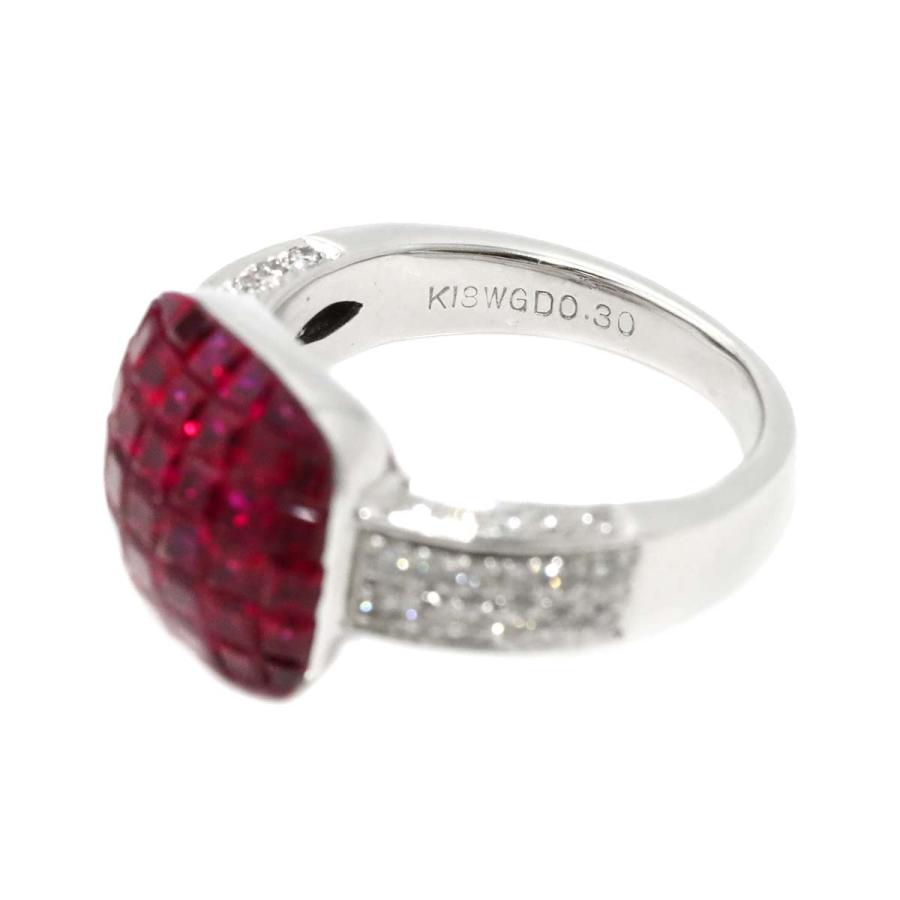 リング 12号 ルビー 3.50ct ダイヤ 0.30ct K18 WG ホワイトゴールド 750 指輪 Ruby Ring 90281299 ...