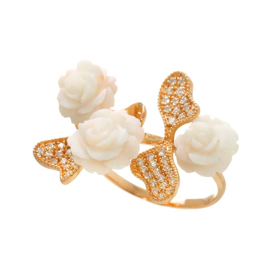 リング 15号 珊瑚 6.48ct ダイヤ 0.32ct シェル K18 PG ピンクゴールド 750 サンゴ 指輪 Coral Ring 90281810 : PURPOSEパーパス・ヤフー ...