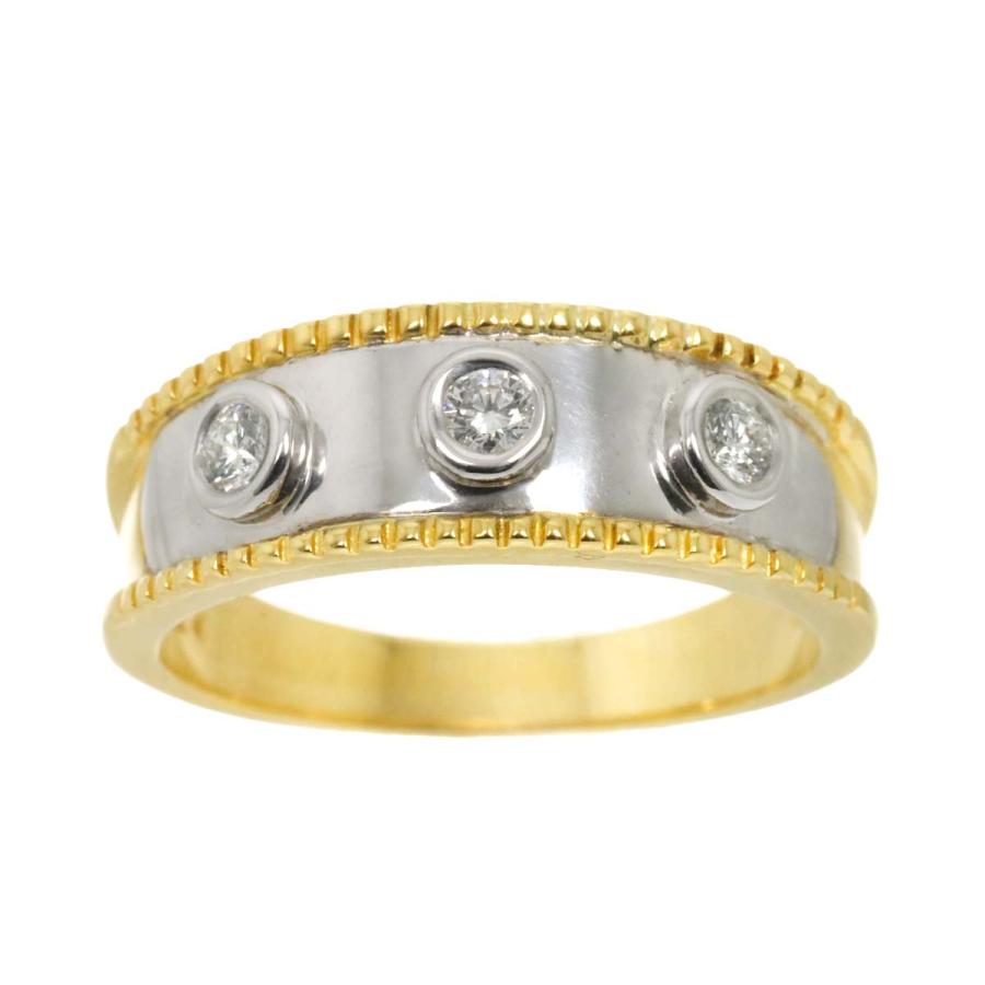 CACHAREL ミキモト MIKIMOTO 13号 リング ダイヤ 0.14ct K18 YG WG イエロー ホワイトゴールド 750 指輪 Diamond Ring 90282384 ...