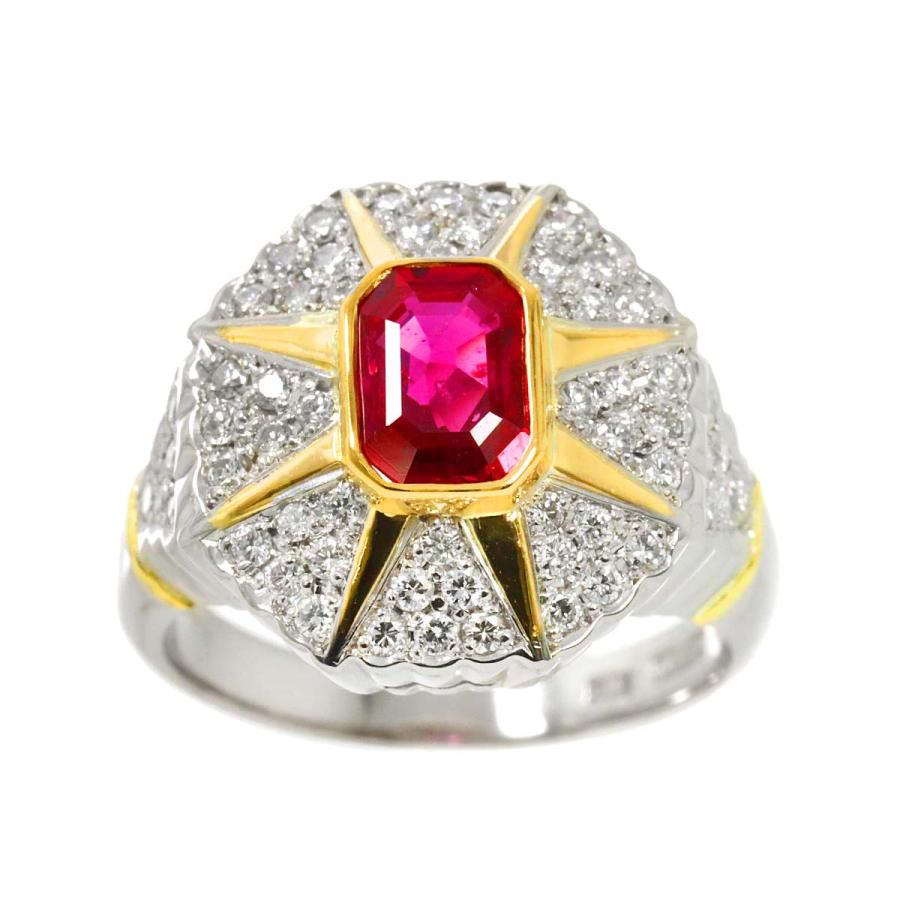 リング 11号 ルビー 0.93ct ダイヤ 0.47ct Pt K18 YG プラチナ イエローゴールド 750 指輪 Ruby Ring 90282786 : PURPOSEパーパス ...